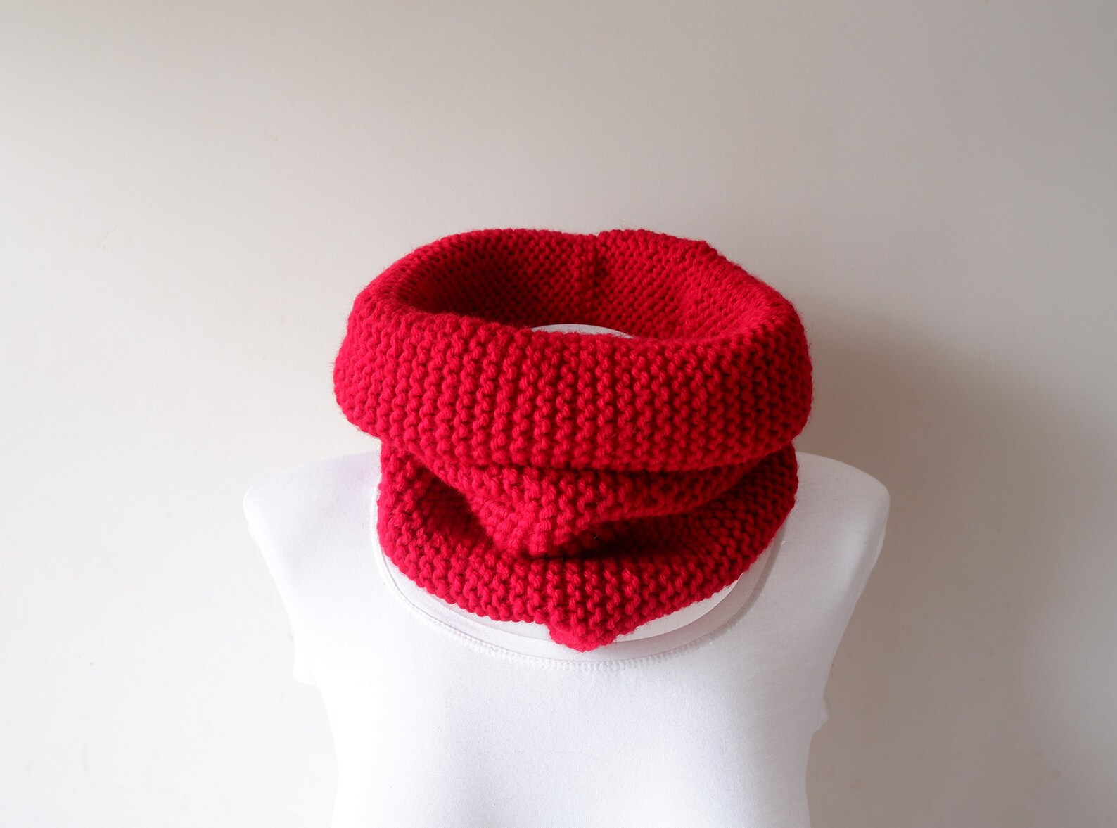 Hand Knitted Cowl in Carmen Red Oversized Chunky Knit Cowl - Etsy