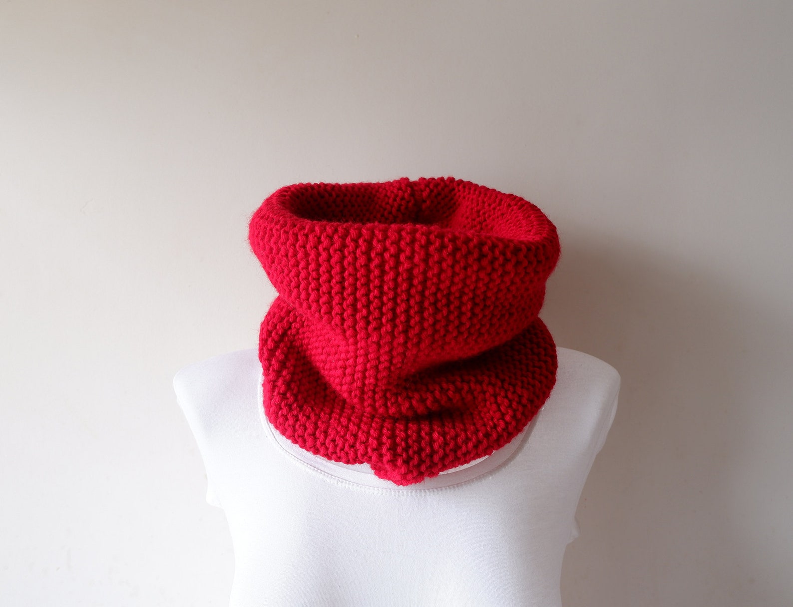 Hand Knitted Cowl in Carmen Red Oversized Chunky Knit Cowl - Etsy