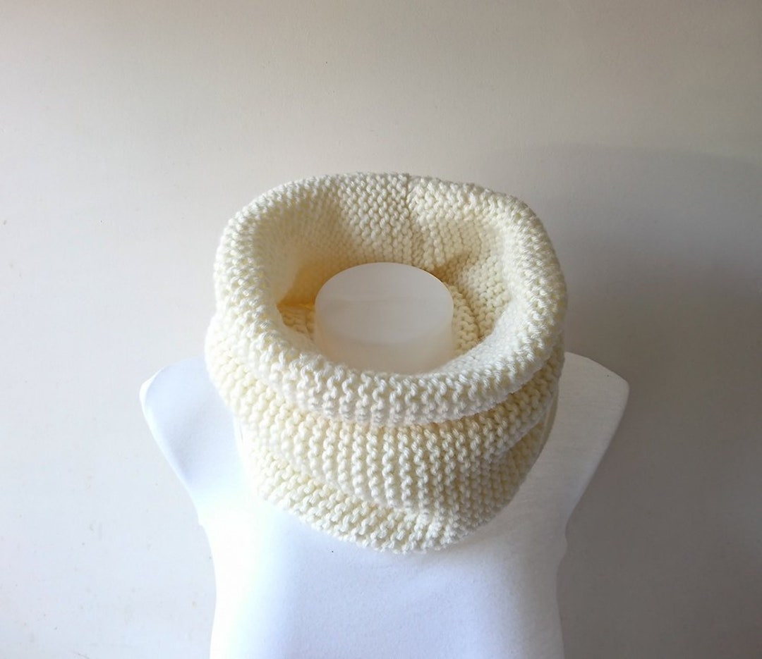 Hand Knitted Cowl in Ivory, Oversized Chunky Knit Cowl, Neckwarmer ...