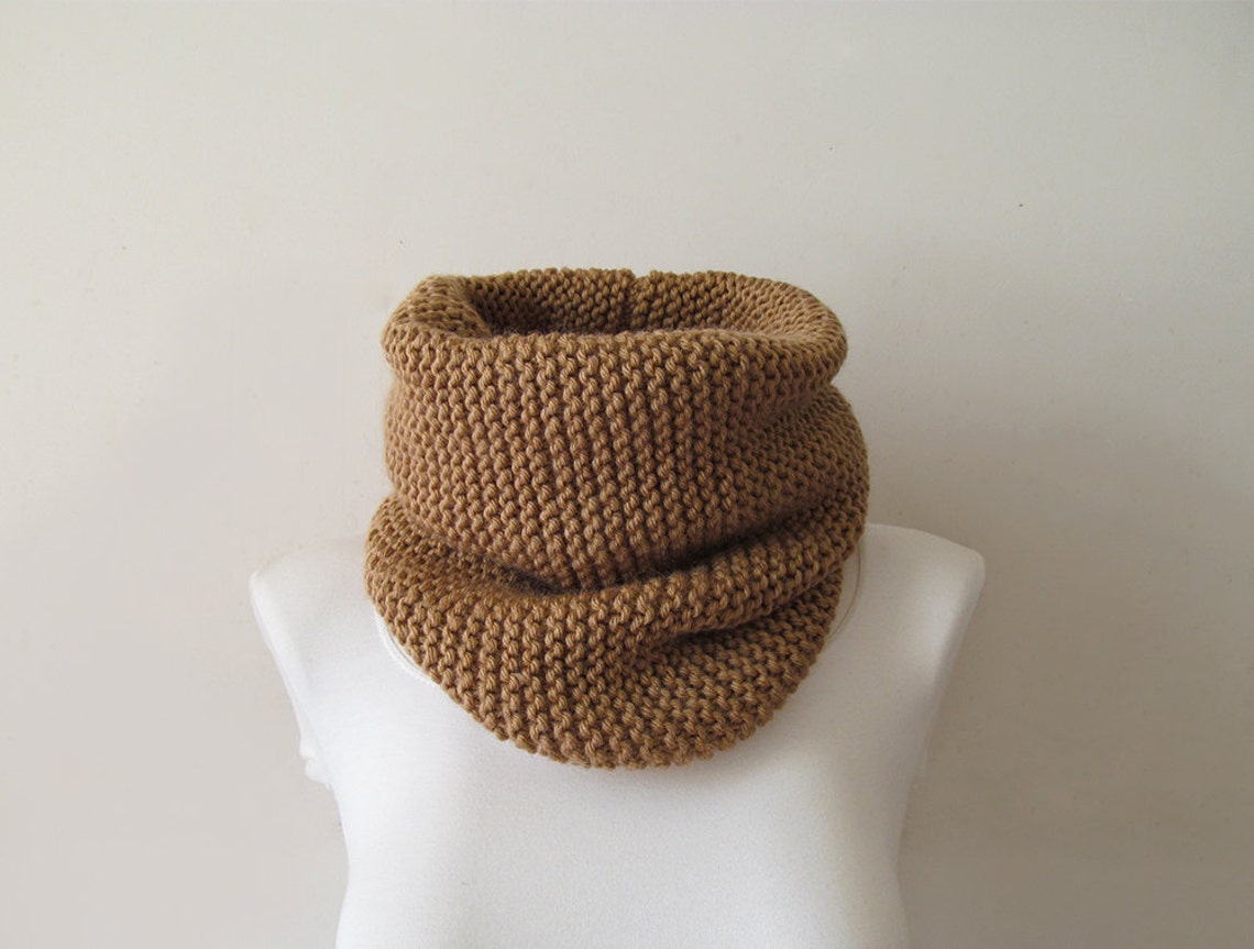 Hand Knitted Cowl in Camel Brown Oversized Chunky Knit Cowl - Etsy