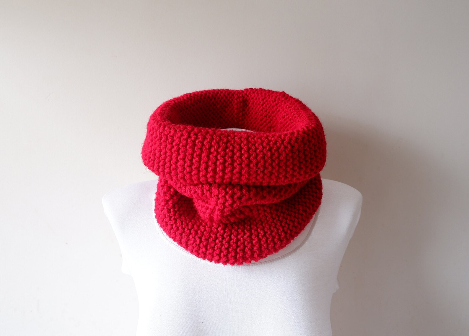 Hand Knitted Cowl in Carmen Red Oversized Chunky Knit Cowl - Etsy