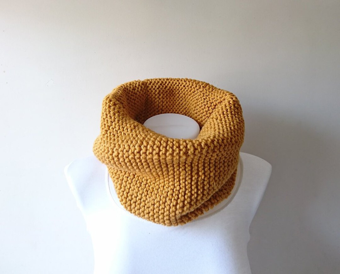 Hand Knitted Cowl in Mustard Yellow, Oversized Chunky Knit Cowl ...