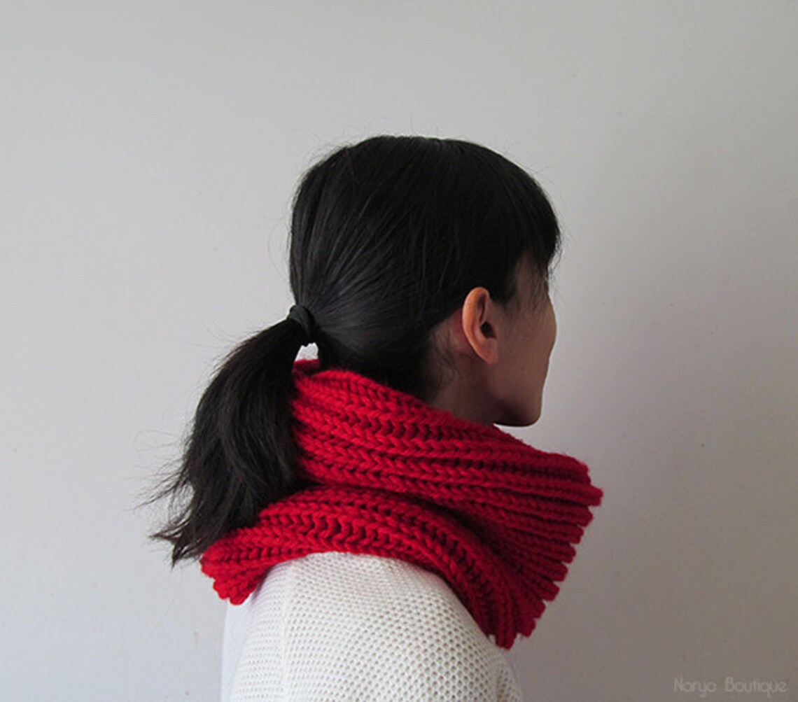 Hand Knitted Cowl in Carmen Red Chunky Knit Cowl Oversized - Etsy