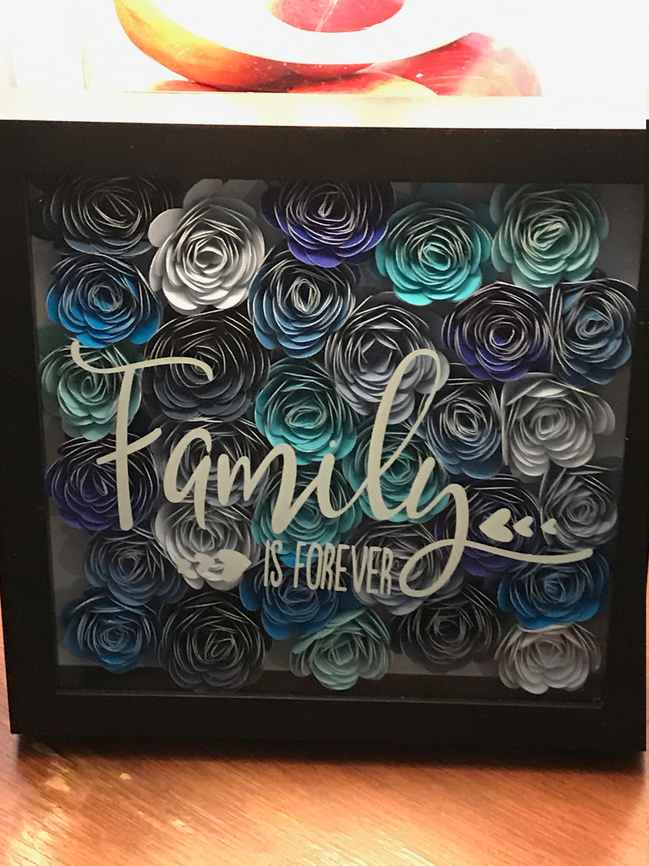 Family is Forever Shadow Box With Handmade Paper Flowers. - Etsy
