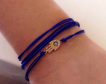 Wrap Black String Evil Eye Bracelet Blue Evil Eye Bracelet | Etsy