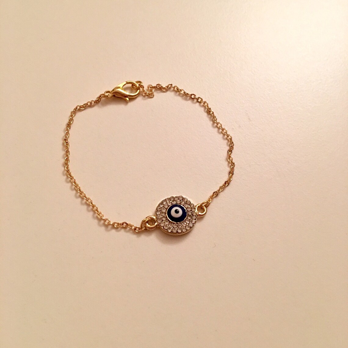Gold Plated Evil Eye Rhinestone Bracelet Amulet Jewelry - Etsy
