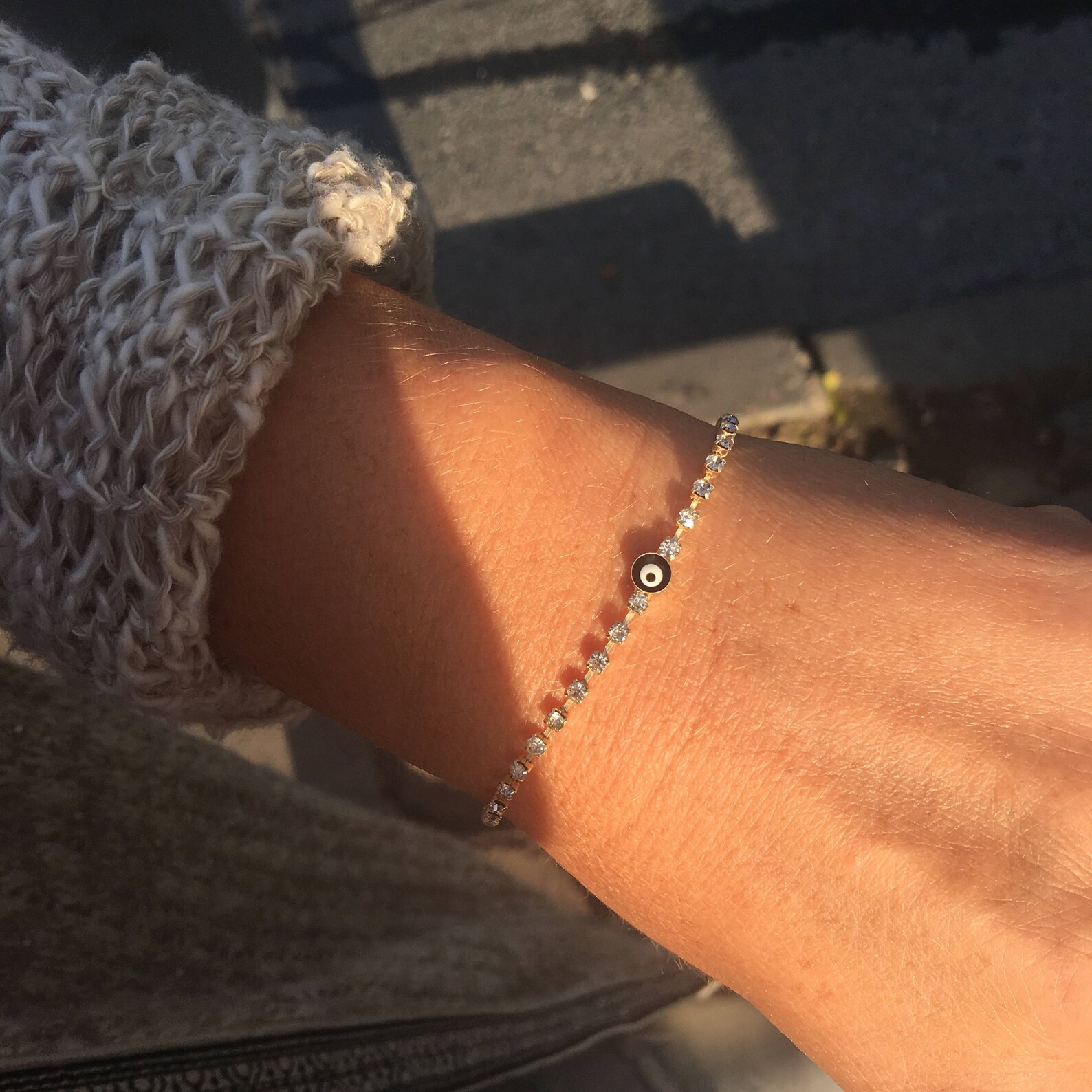 Evil Eye Bracelet Rhinestone Evil Eye Amulet Gold Chain - Etsy