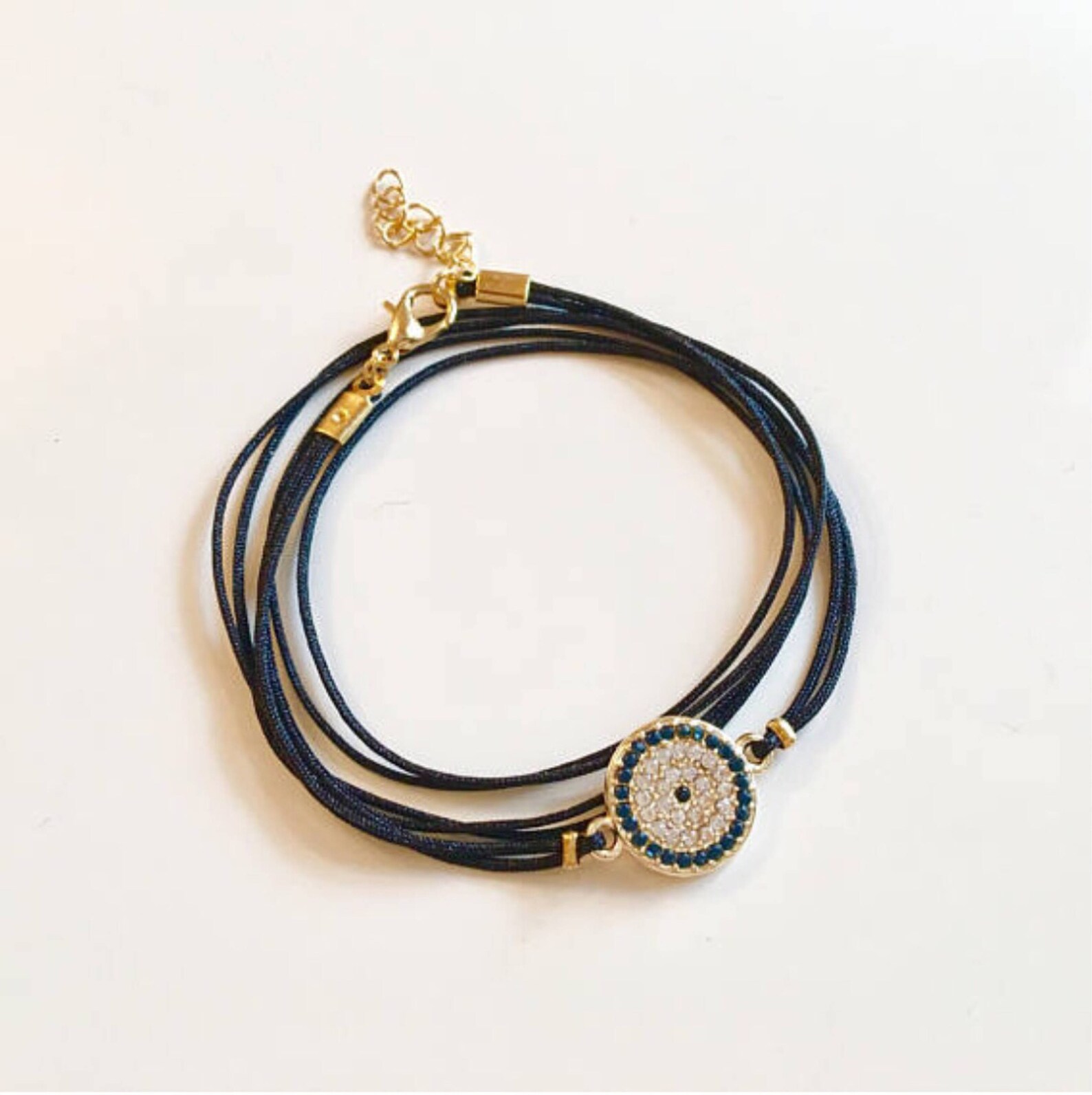 Wrap Black String Evil Eye Bracelet Blue Evil Eye Bracelet - Etsy