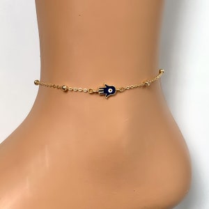 Hamsa Hand Anklet Evil Eye Charm Gold Plated Anklet Evil Eye | Etsy