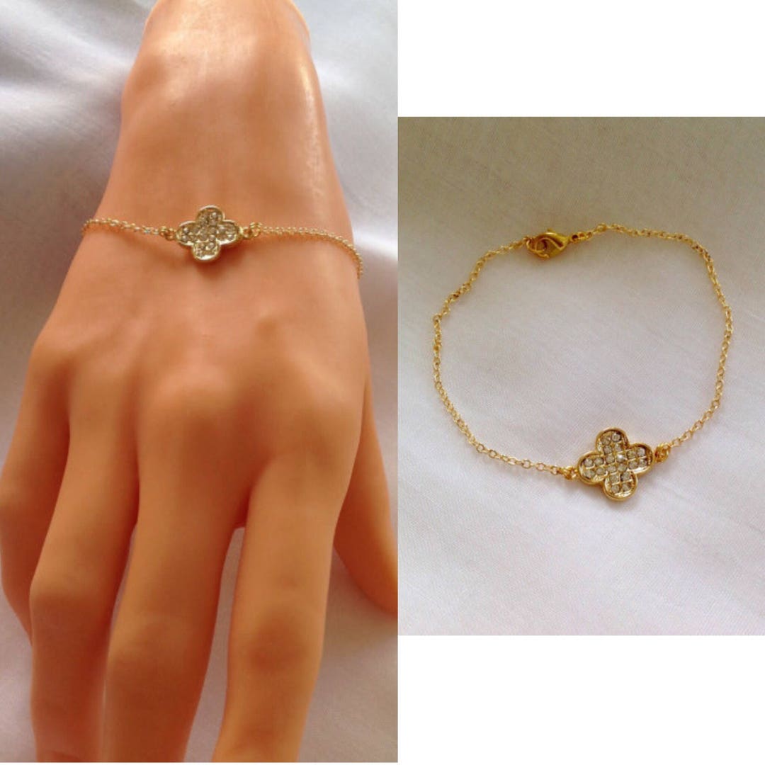 Gold Plated Bracelet, Gold Rhinestone Charm Bracelets, Summer Fashion ...
