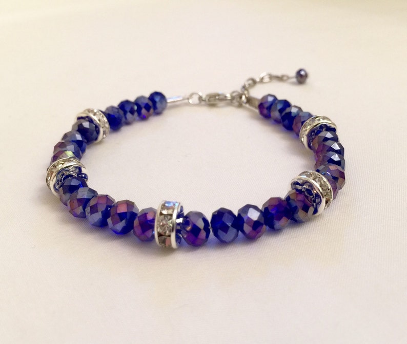 Blue Crystal Bracelet Rhinestone Blue Bracelet Blue Jewelry | Etsy