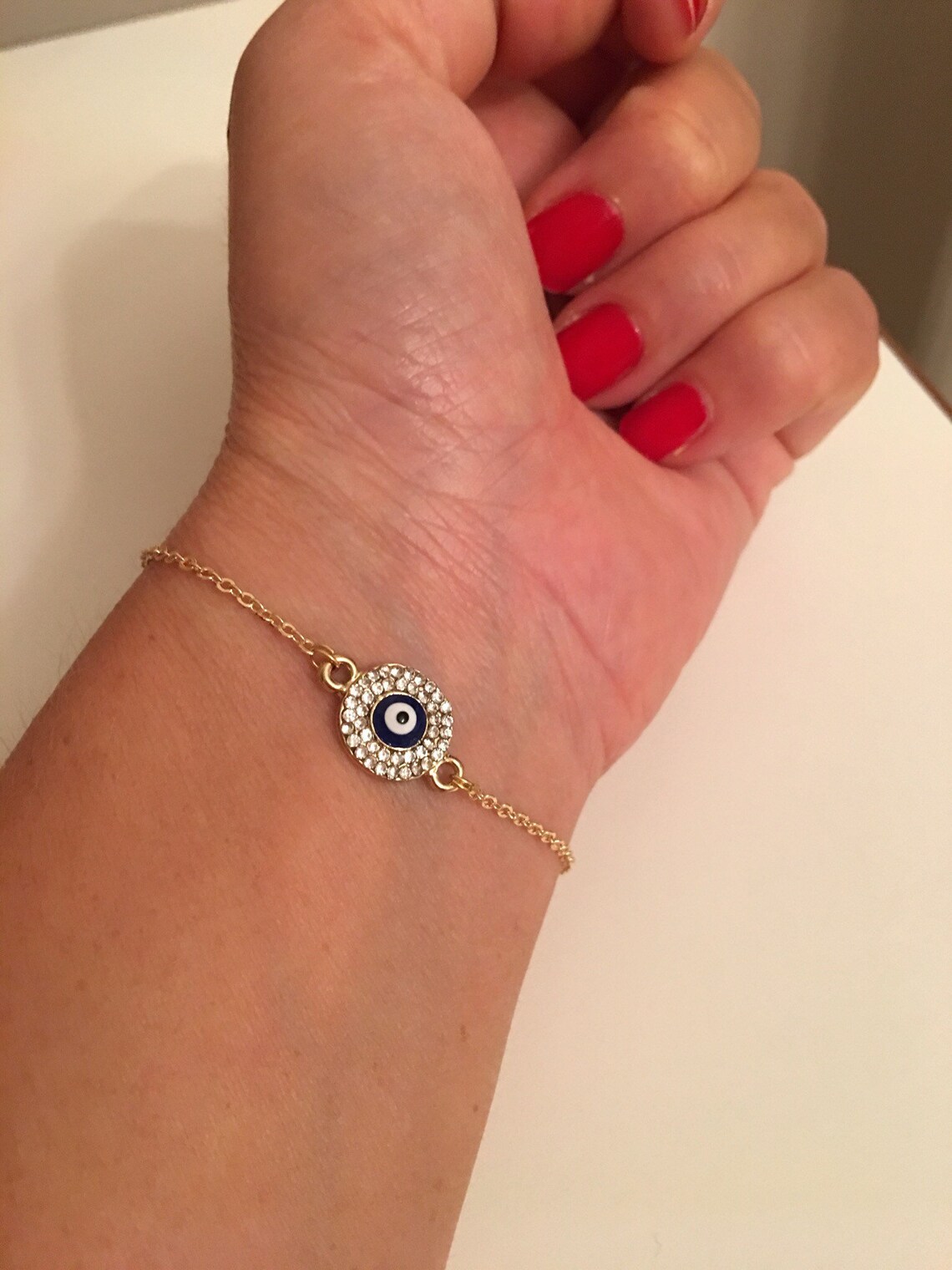 Gold Plated Evil Eye Rhinestone Bracelet Amulet Jewelry - Etsy