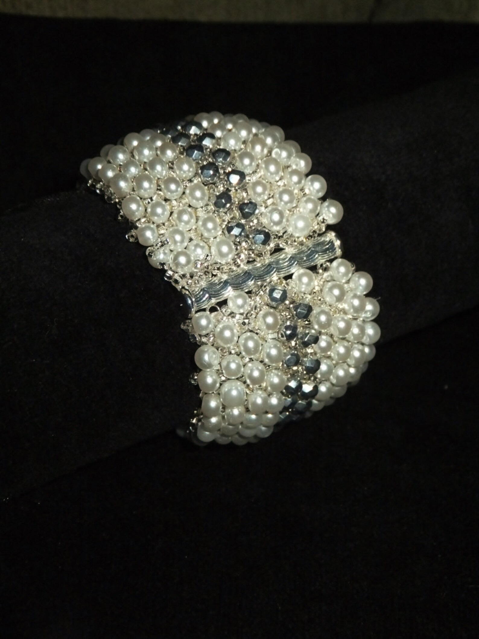 Silver Pearl Bangle Silver White Capricho Bracelet Glass - Etsy