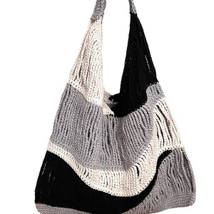 Casual Shoulder Bag, Knitted Bag, Crochet Gray Color Bag,summer Beach ...