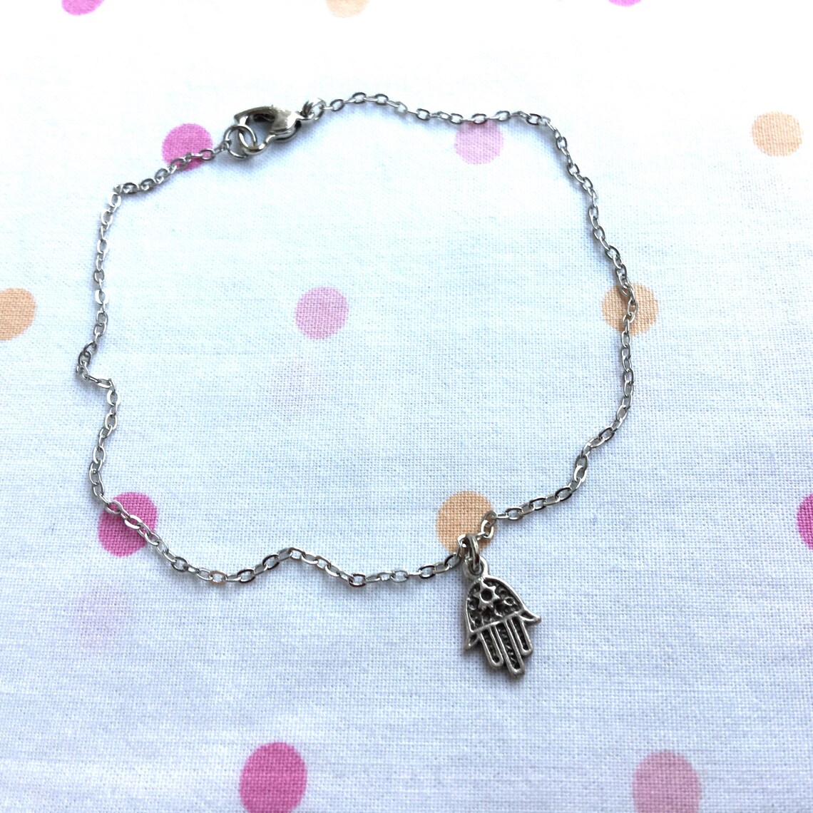 Tiny Hamsa Hand Anklet Hand of Fatima Anklet Protection | Etsy