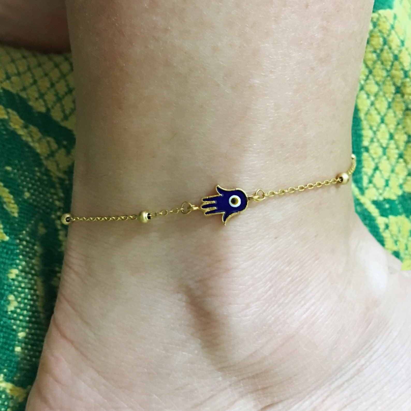 Hamsa Hand Anklet Evil Eye Charm Gold Plated Anklet Evil Eye | Etsy