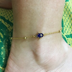 Hamsa Hand Anklet Evil Eye Charm Gold Plated Anklet Evil Eye | Etsy