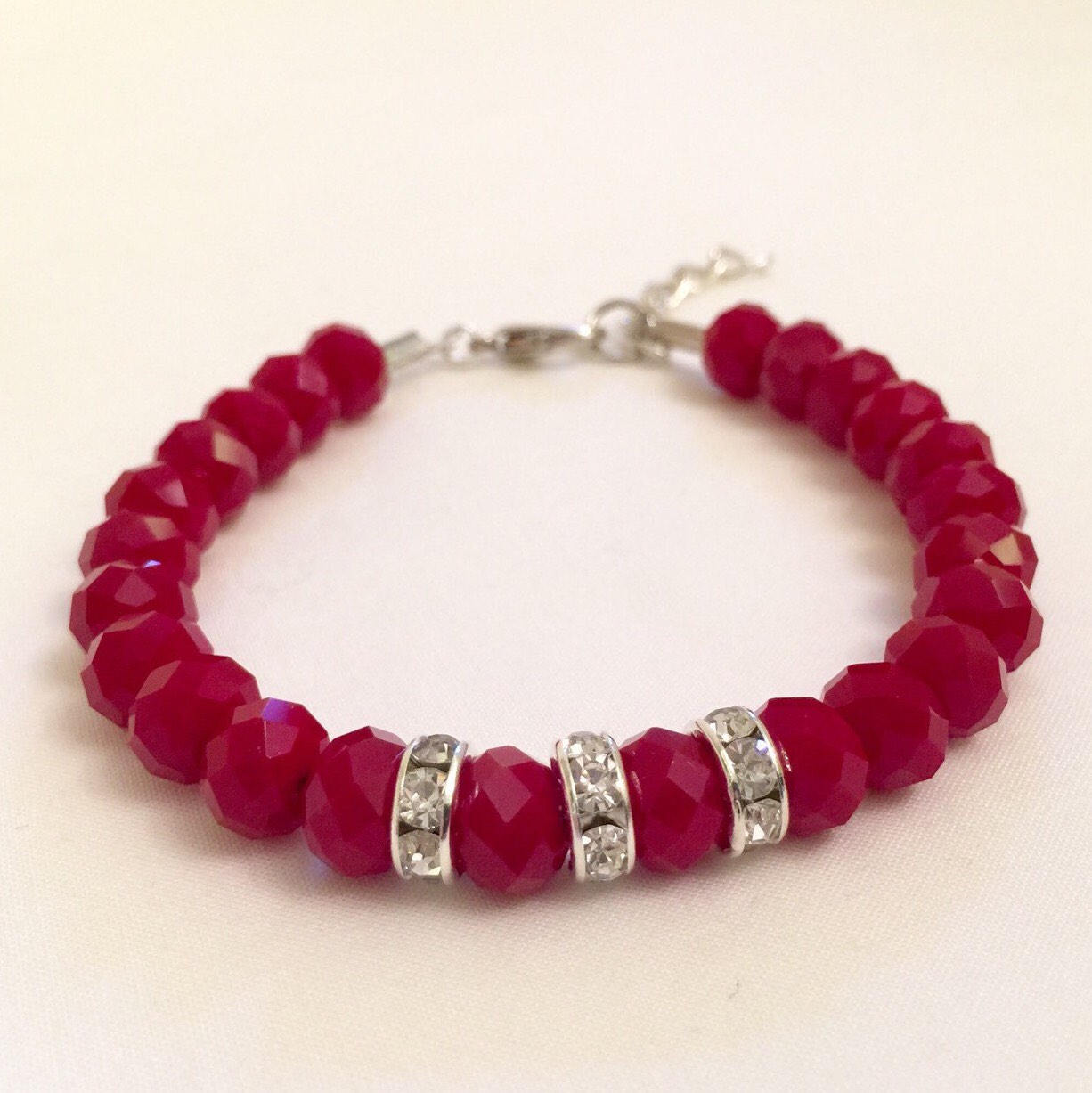 Dark Red Crystal Bracelet Dark Red Bracelet Red Jewelry | Etsy