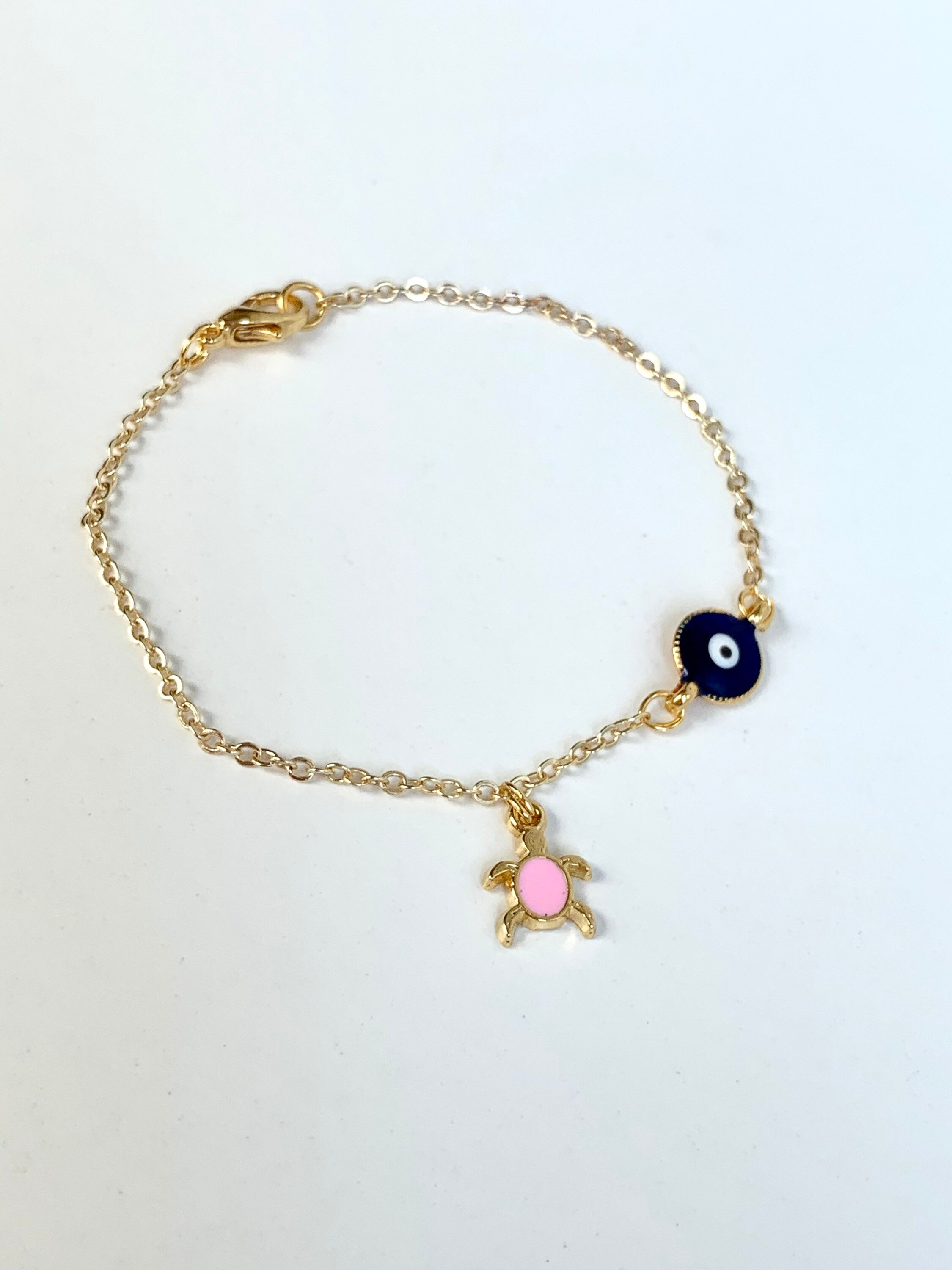 Tiny Turtle Charm Evil Eye Bracelet Sea Turtle Bracelet Evil | Etsy