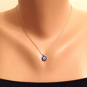 Evil Eye Necklace Rose Gold Silver Plated Evil Eye Rhinestone - Etsy
