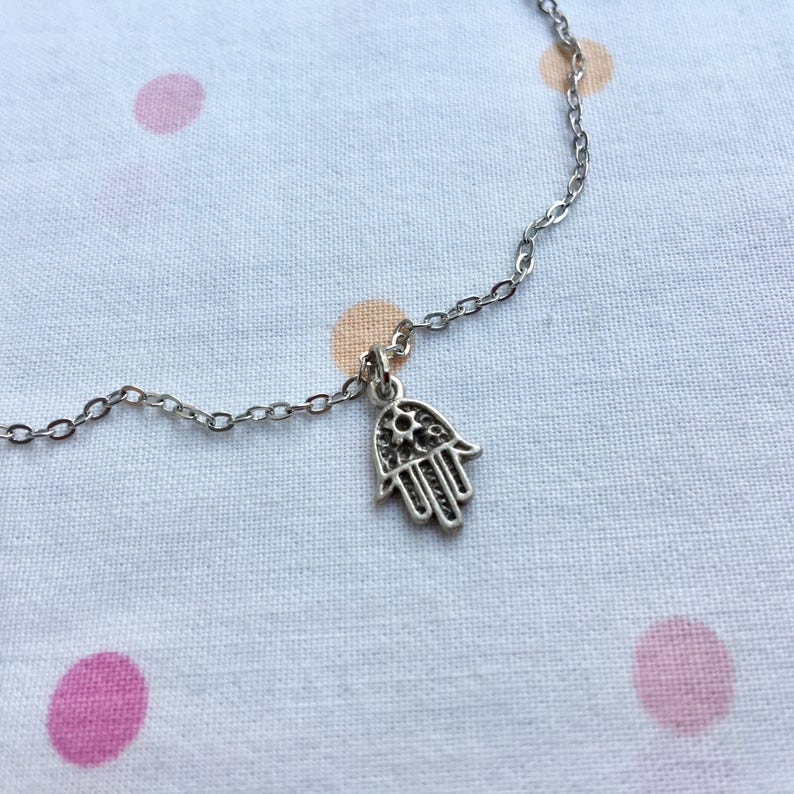 Tiny Hamsa Hand Anklet Hand of Fatima Anklet Protection | Etsy