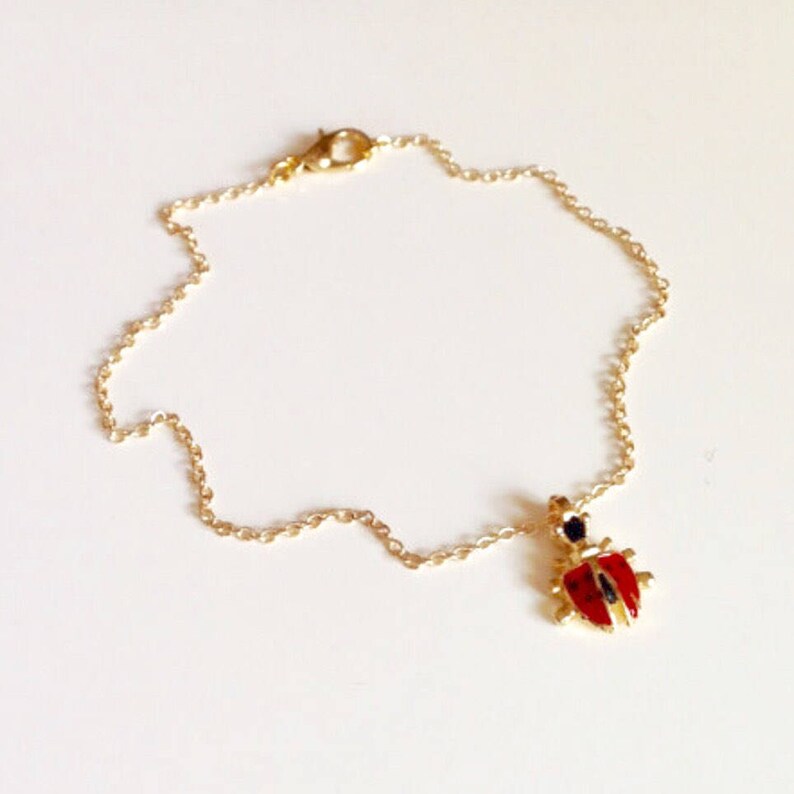 Gold Plated Ladybird Bracelet Ladybug Charm Pendant Gold - Etsy