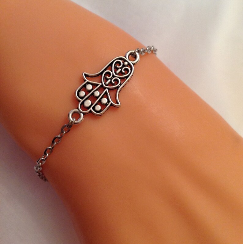 Silver Hamsa Hand Bracelet Silver Bracelet Protection | Etsy