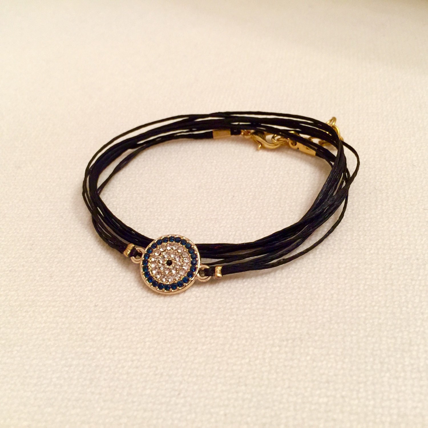 Wrap Black String Evil Eye Bracelet Blue Evil Eye Bracelet | Etsy