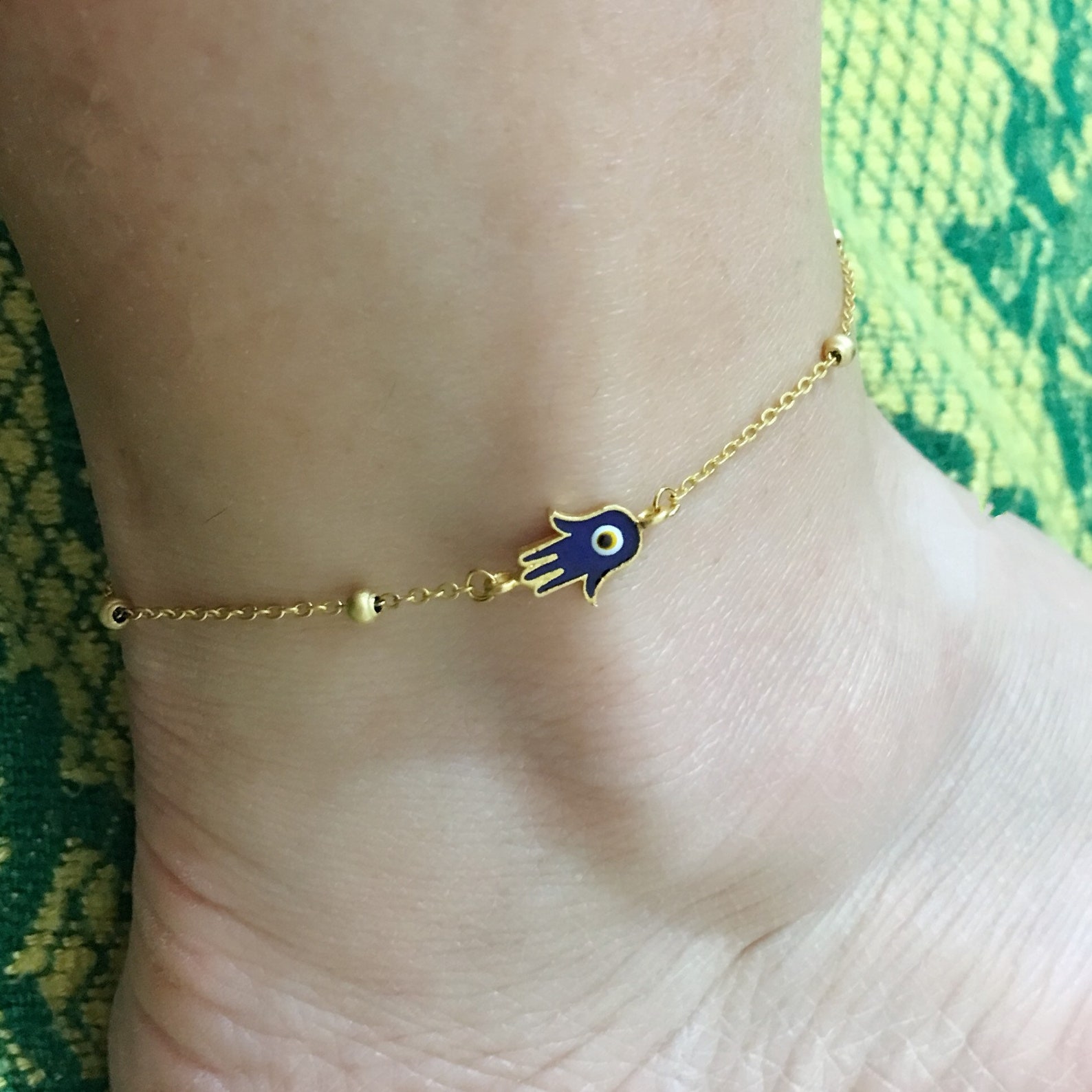 Hamsa Hand Anklet Evil Eye Charm Gold Plated Anklet Evil Eye - Etsy