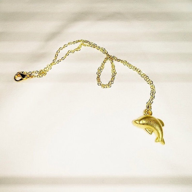 Dolphin Pendant Necklace Tiny Gold Dolphin Charm Kids - Etsy