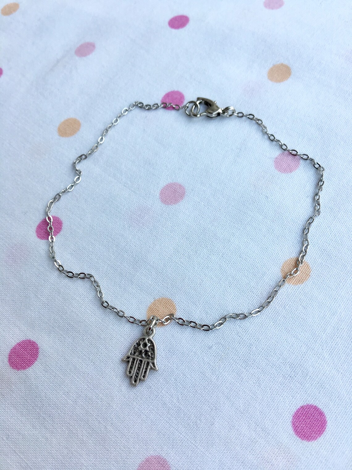 Tiny Hamsa Hand Anklet Hand of Fatima Anklet Protection | Etsy