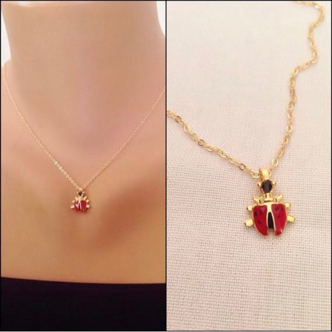 Gold Plated Ladybird Necklace Kids Necklace Ladybug Charm - Etsy