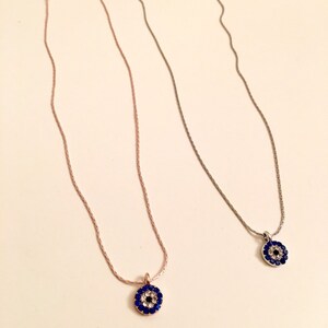 Evil Eye Necklace Rose Gold Silver Plated Evil Eye Rhinestone - Etsy