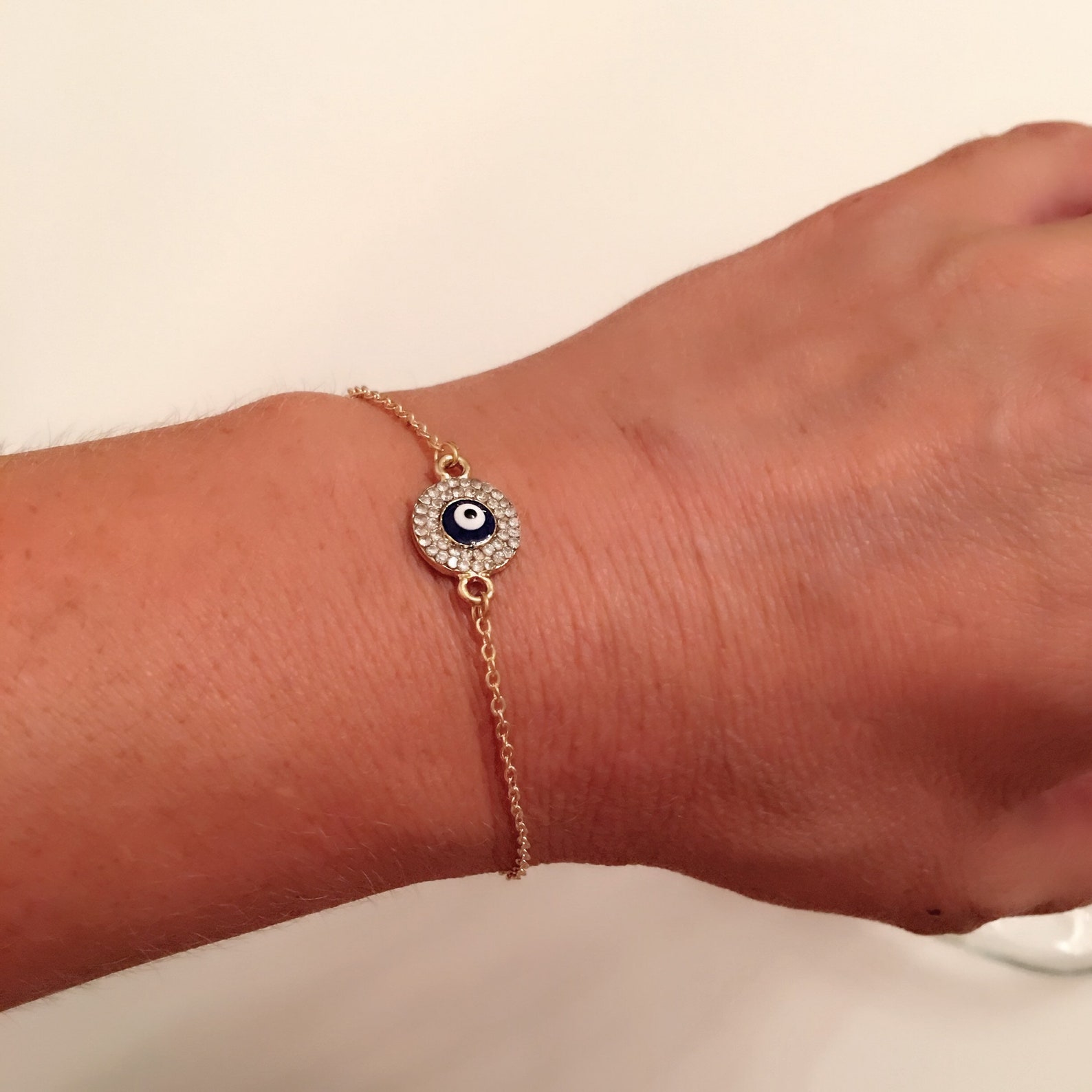 Gold Plated Evil Eye Rhinestone Bracelet Amulet Jewelry - Etsy