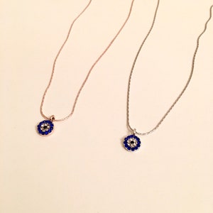 Evil Eye Necklace Rose Gold Silver Plated Evil Eye Rhinestone - Etsy