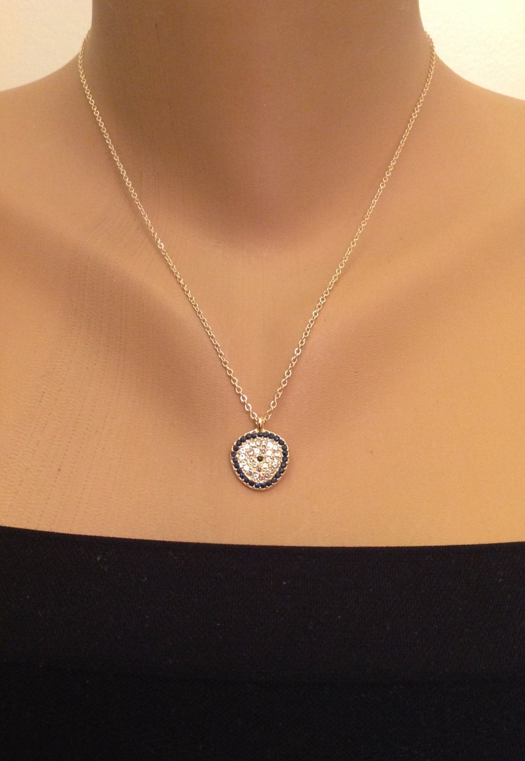 Evil Eye Jewelry Rhinestone Necklace Gold Studded Rhinestone - Etsy