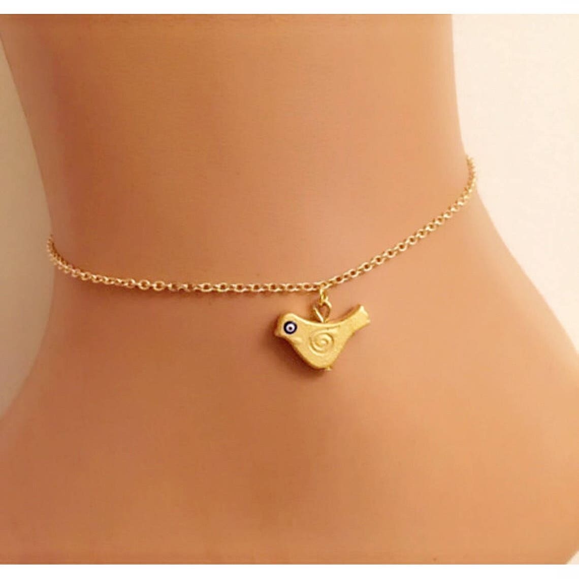 Gold Plated Bird Charm Anklet Gold Jewelry Birthday Gift | Etsy