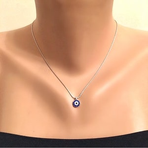 Evil Eye Necklace Rose Gold Silver Plated Evil Eye Rhinestone - Etsy