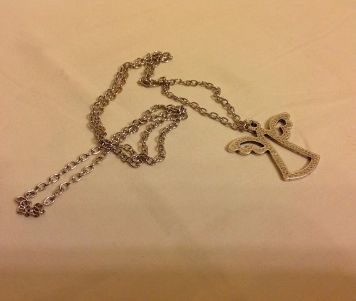 Antique Silver Long Angel Necklace Boho Jewelry Angel - Etsy
