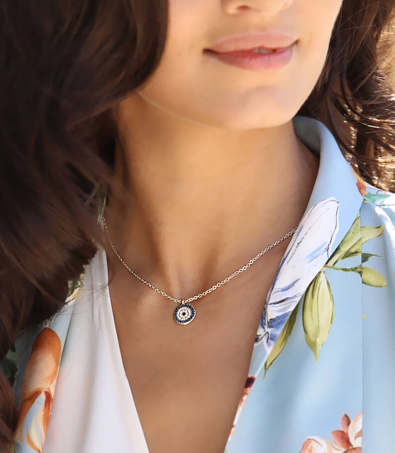 Evil Eye Necklace Gold Plated Evil Eye Rhinestone Necklace - Etsy