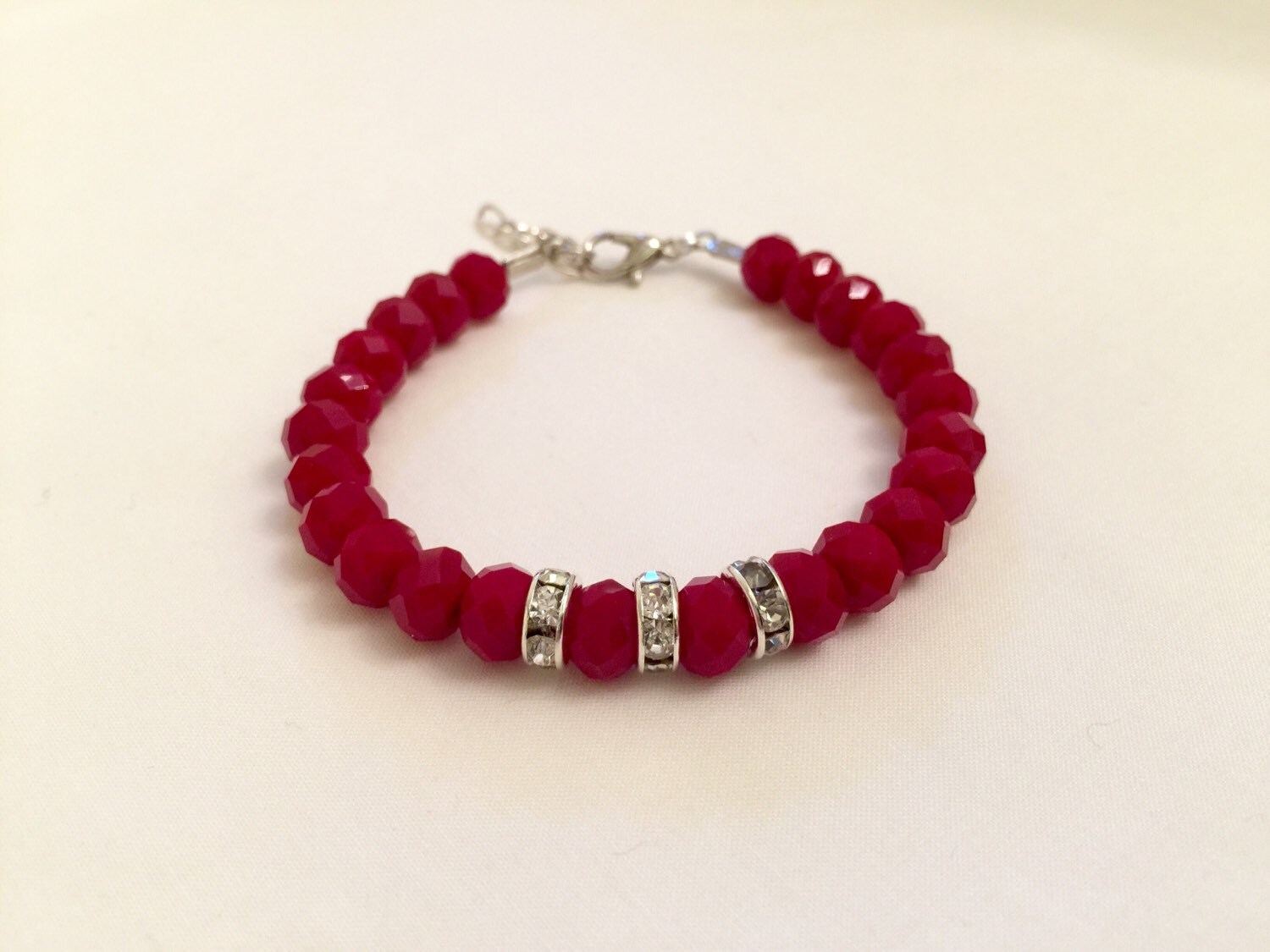 Dark Red Crystal Bracelet Dark Red Bracelet Red Jewelry | Etsy