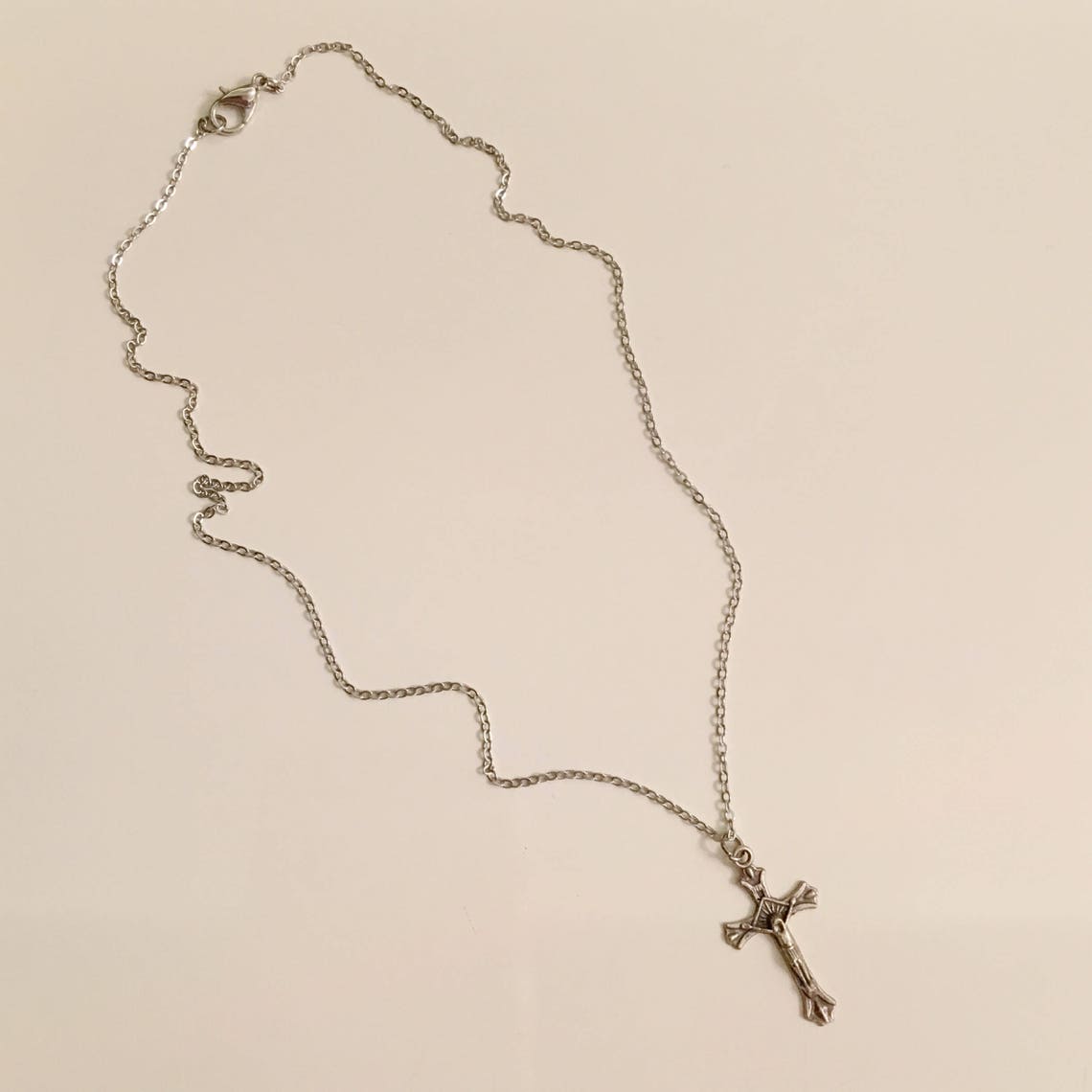 Crusifix Jesus Silver Cross Necklace Patriotic Necklace | Etsy