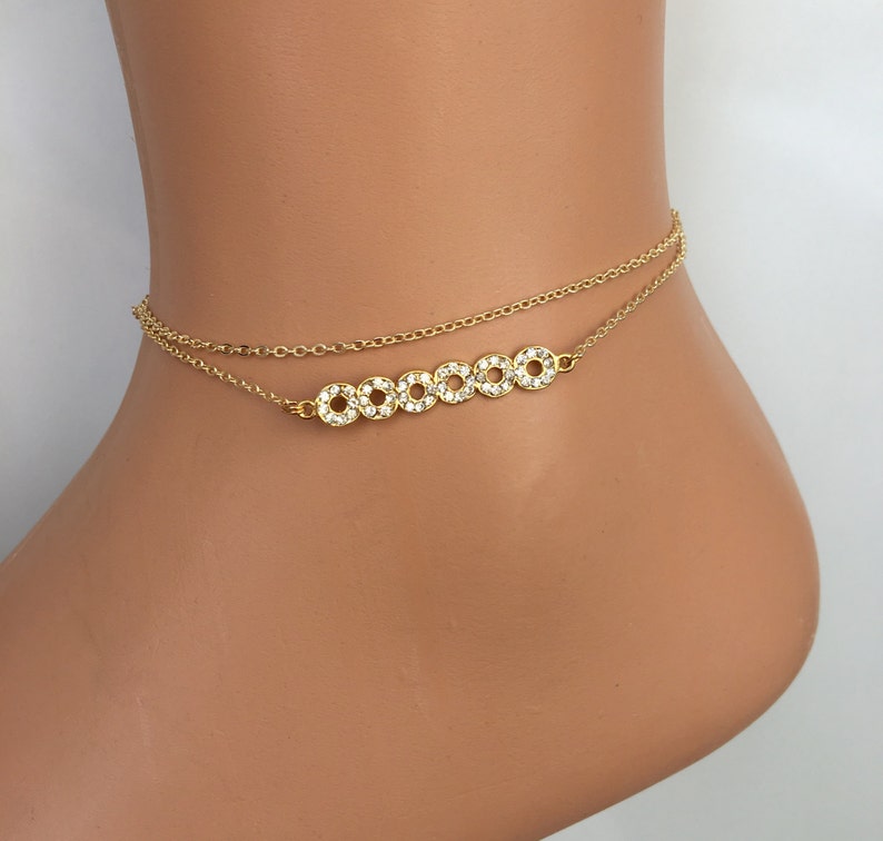 Gold Plated Anklet Rhinestone Gold Jewelry Foot Jewelry Anklet - Etsy