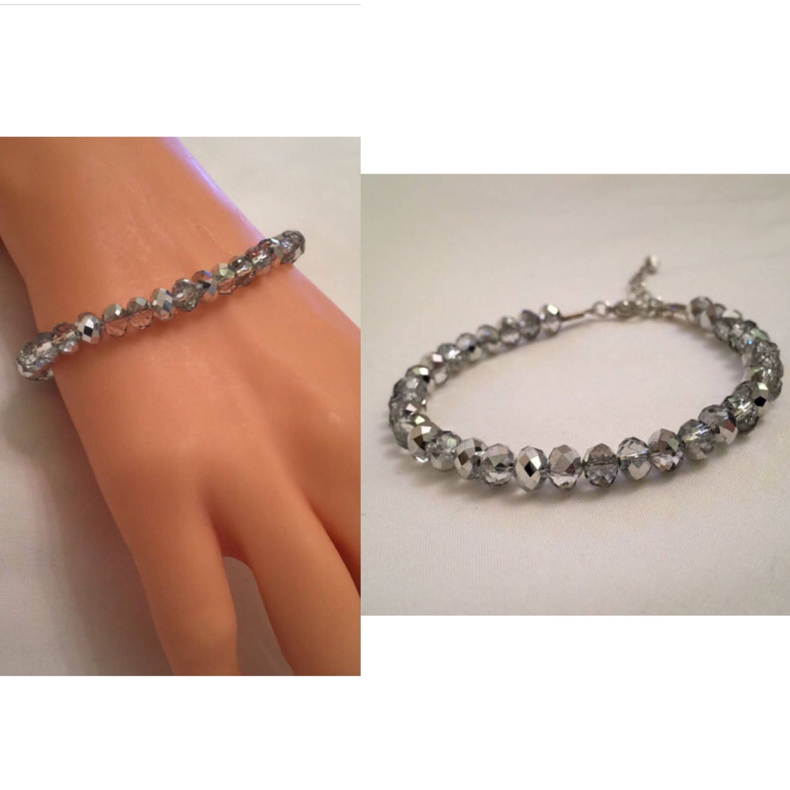 Silver Crystal Bracelet, Silver Bracelet, Silver Jewelry, Wedding ...