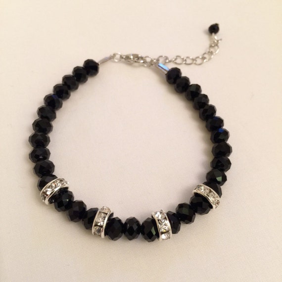 Black Crystal Bracelet Black Bracelet Black Jewelry Wedding | Etsy