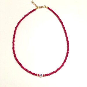 Red Crystal Beaded Necklace, Evil Eye Bead Red Necklace, Gift for Her ...