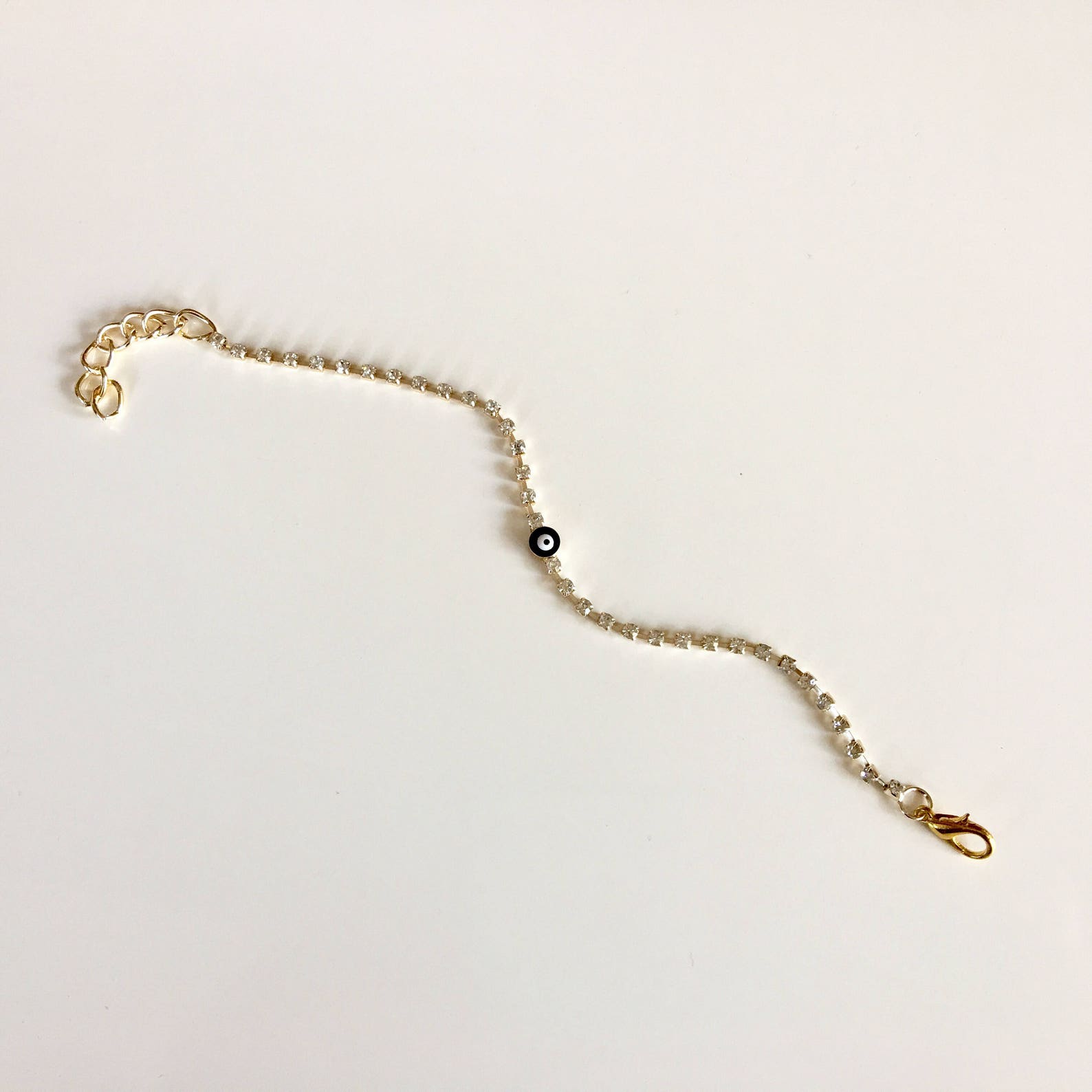 Evil Eye Bracelet Rhinestone Evil Eye Amulet Gold Chain - Etsy