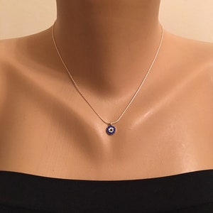 Evil Eye Necklace Rose Gold Silver Plated Evil Eye Rhinestone - Etsy