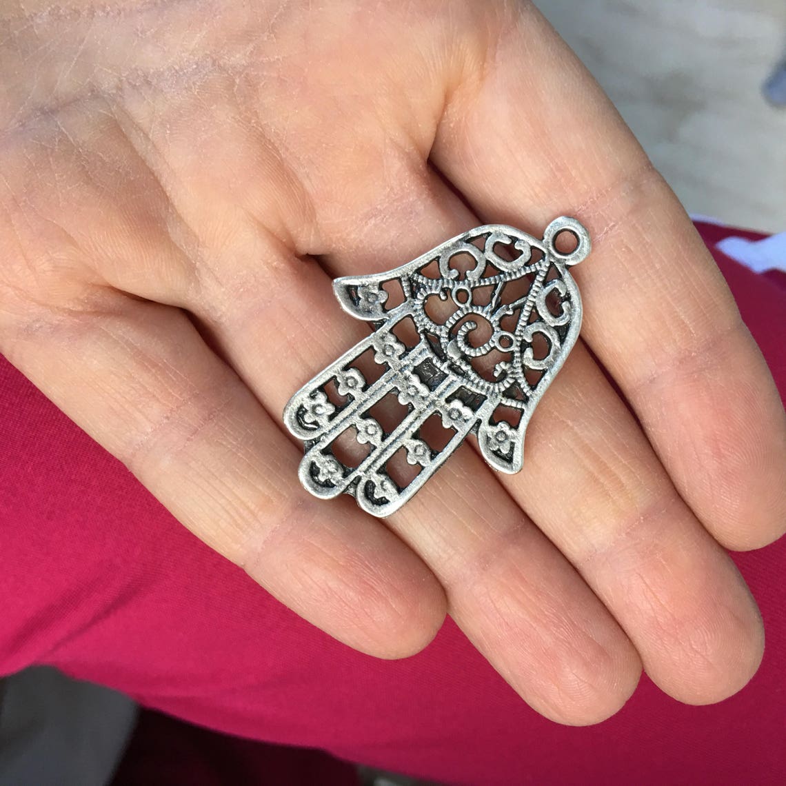 Silver Hamsa Pendant Necklace Hamsa Hand Jewelry Fatmas | Etsy