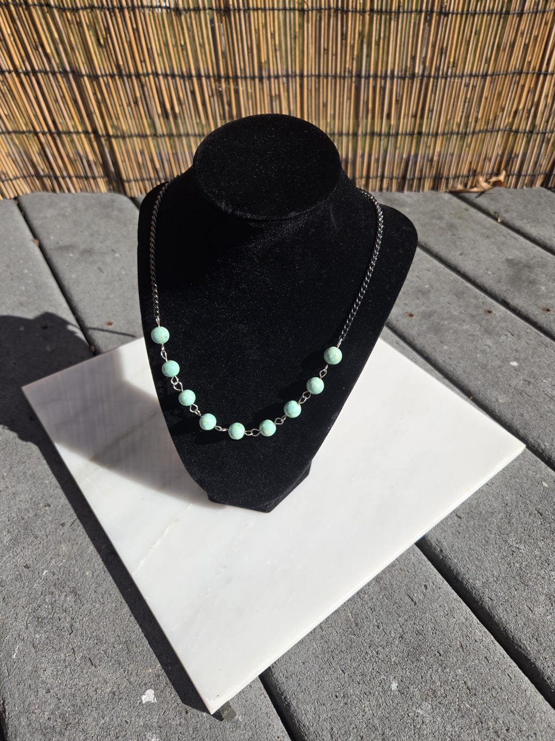 Handmade Beaded Green Chain Necklace - Etsy